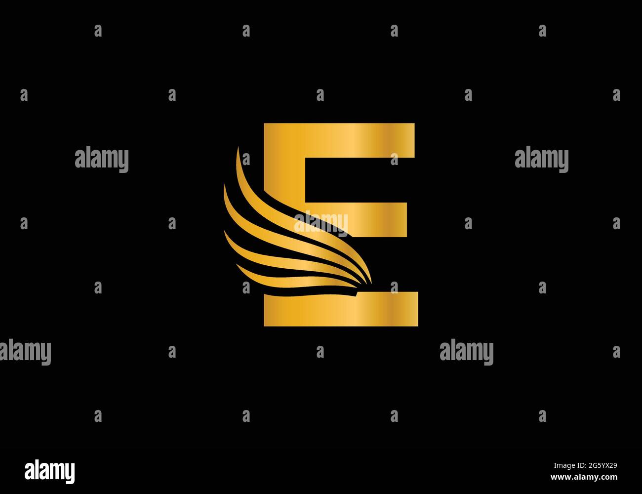 Golden Initial E Letter Logo With Creative Modern Business Typography Vector Template. Falcon ...
