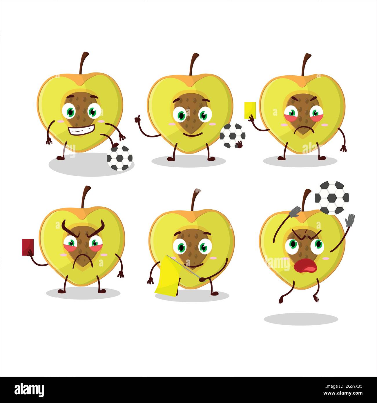 Slice of peach cartoon character working as a Football referee. Vector ...