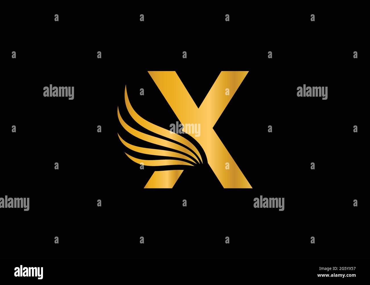 Golden Initial X Letter Logo With Creative Modern Business Typography ...