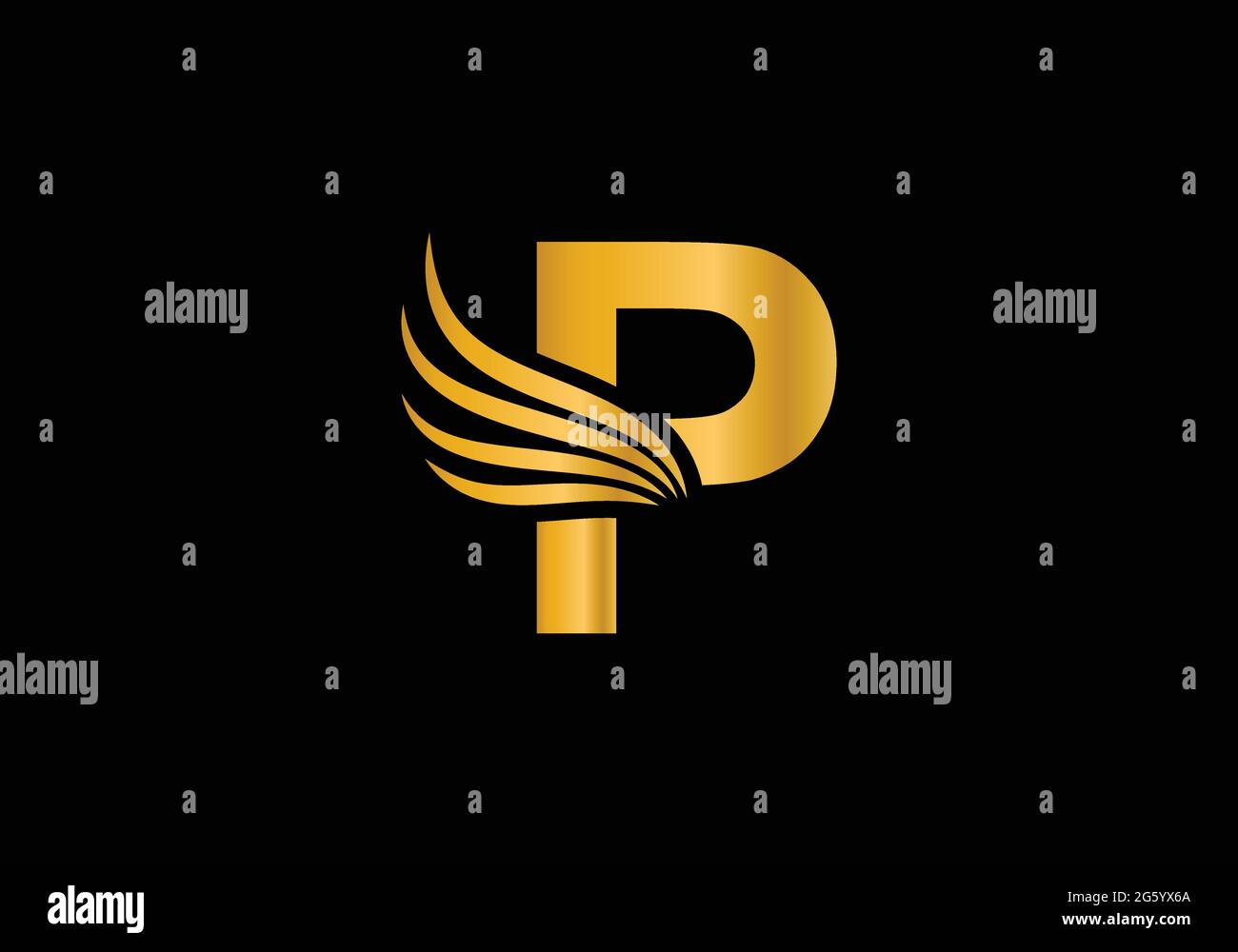 Golden Initial P Letter Logo With Creative Modern Business Typography ...