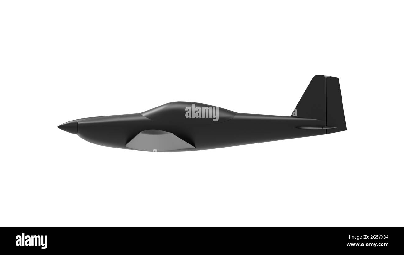 3D rendering of a small airplane outline computer model isolated on ...
