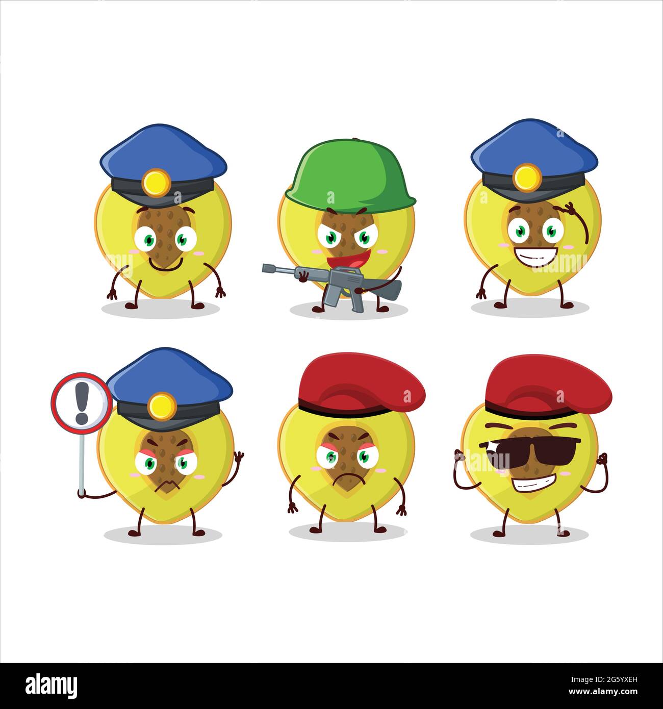 A dedicated Police officer of slice of peach mascot design style ...
