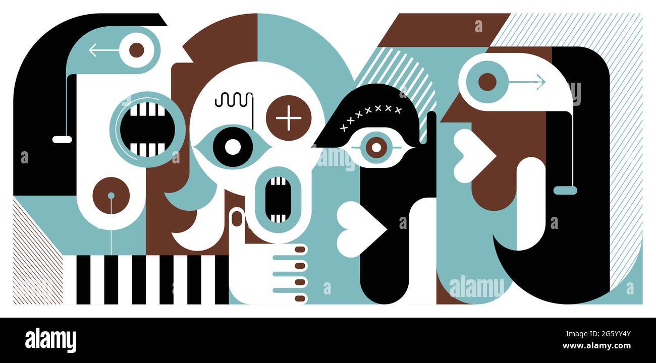 Blue, brown and black colors isolated on a white background Meeting of ...