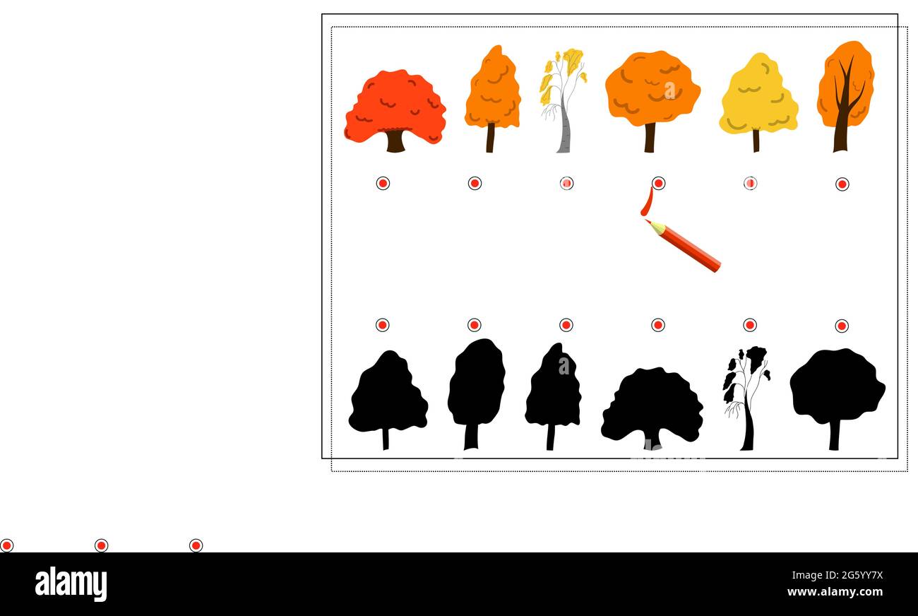 A logical game for children, find the right shade for autumn trees ...