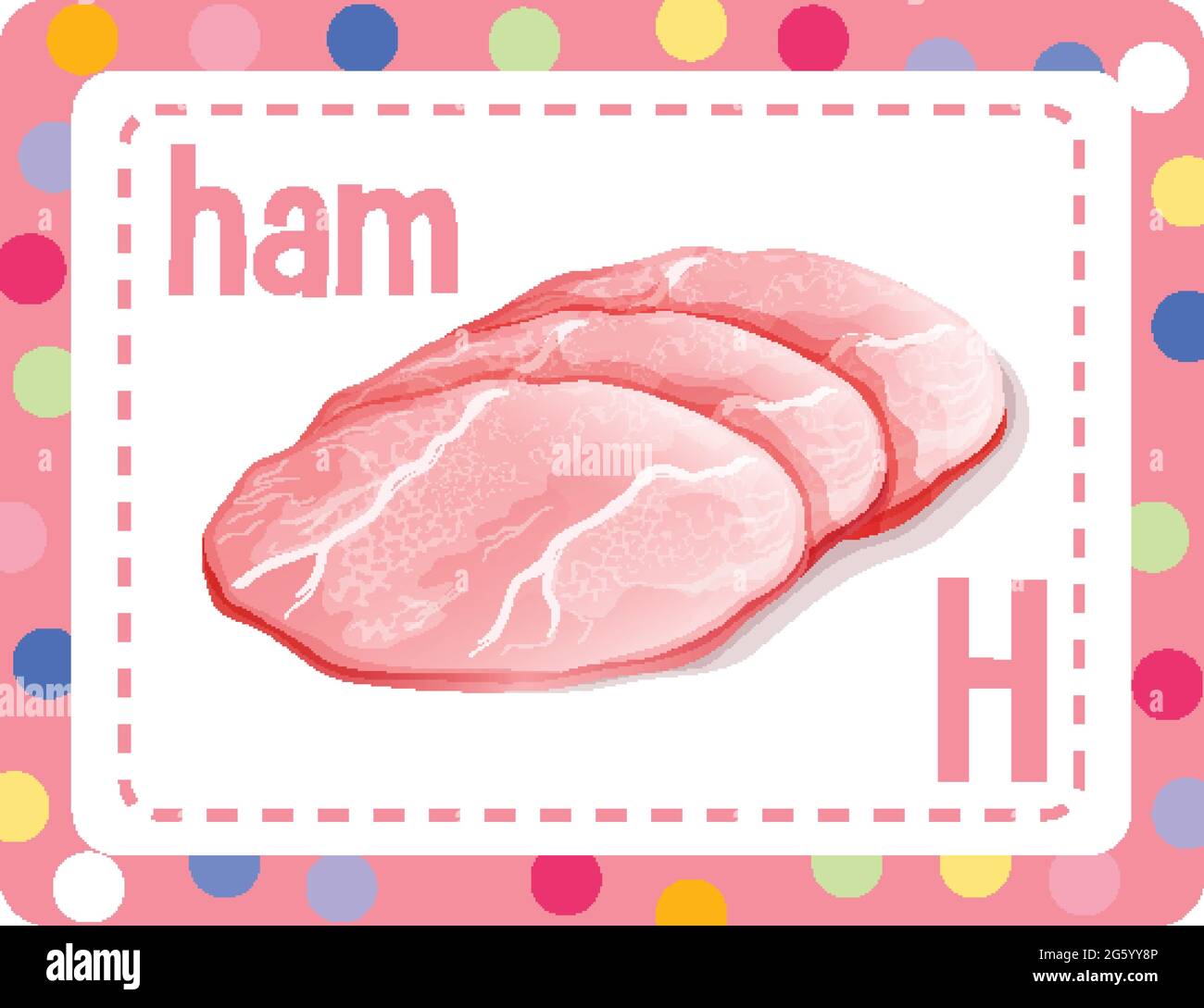 Alphabet flashcard with letter H for Ham illustration Stock Vector ...