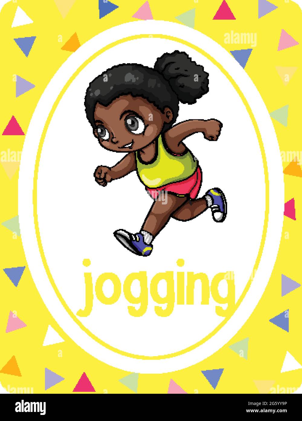 Vocabulary flashcard with word Jogging illustration Stock Vector Image ...
