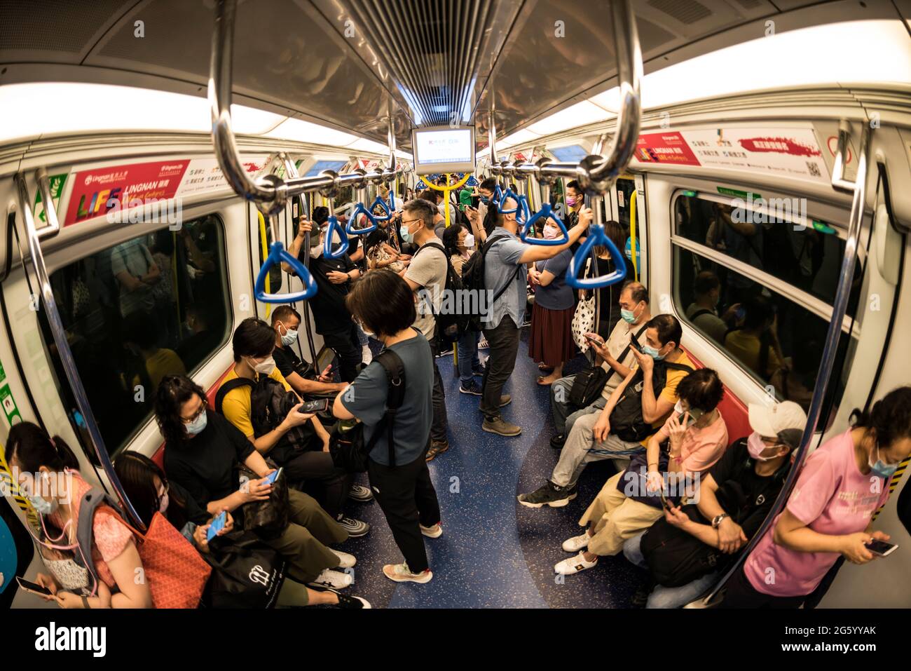 Interior of the new MTR train from Sung Wong Toi and to Kwa Wan opened ...