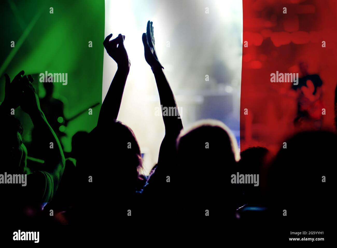 football fans supporting Italy - crowd celebrating in stadium with ...