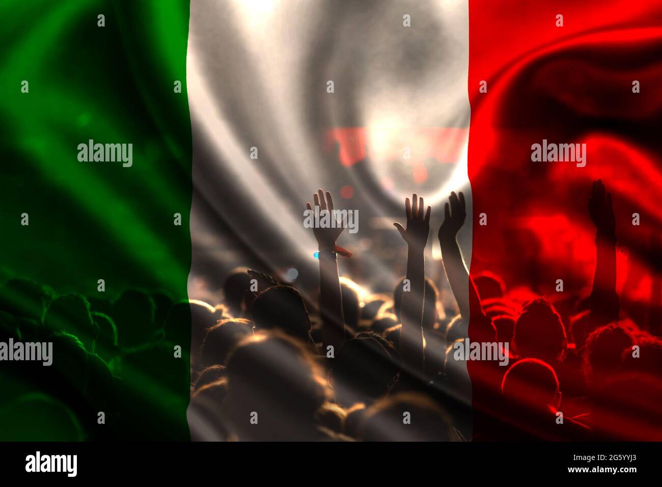 football fans supporting Italy - crowd celebrating in stadium with ...