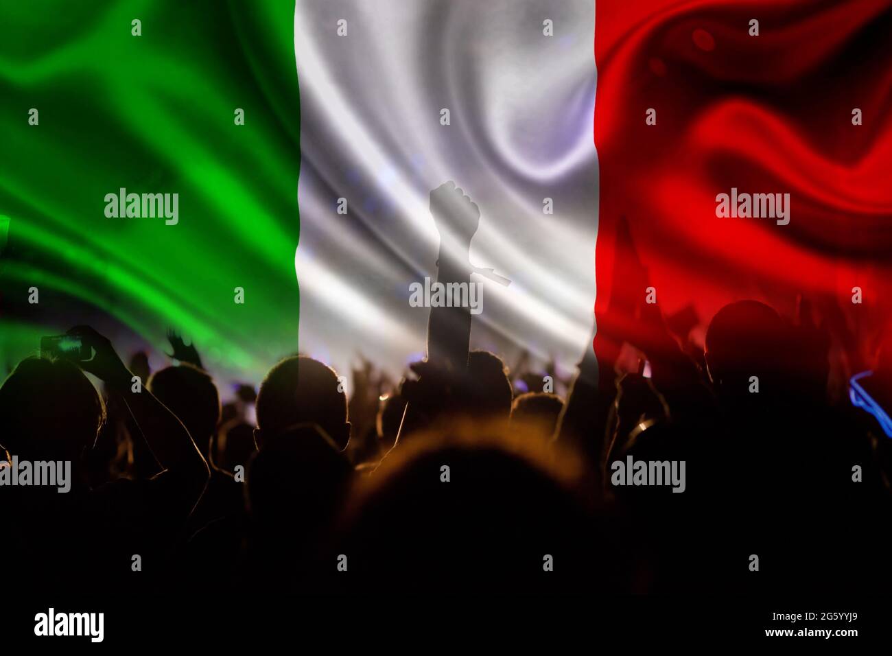 football fans supporting Italy - crowd celebrating in stadium with ...