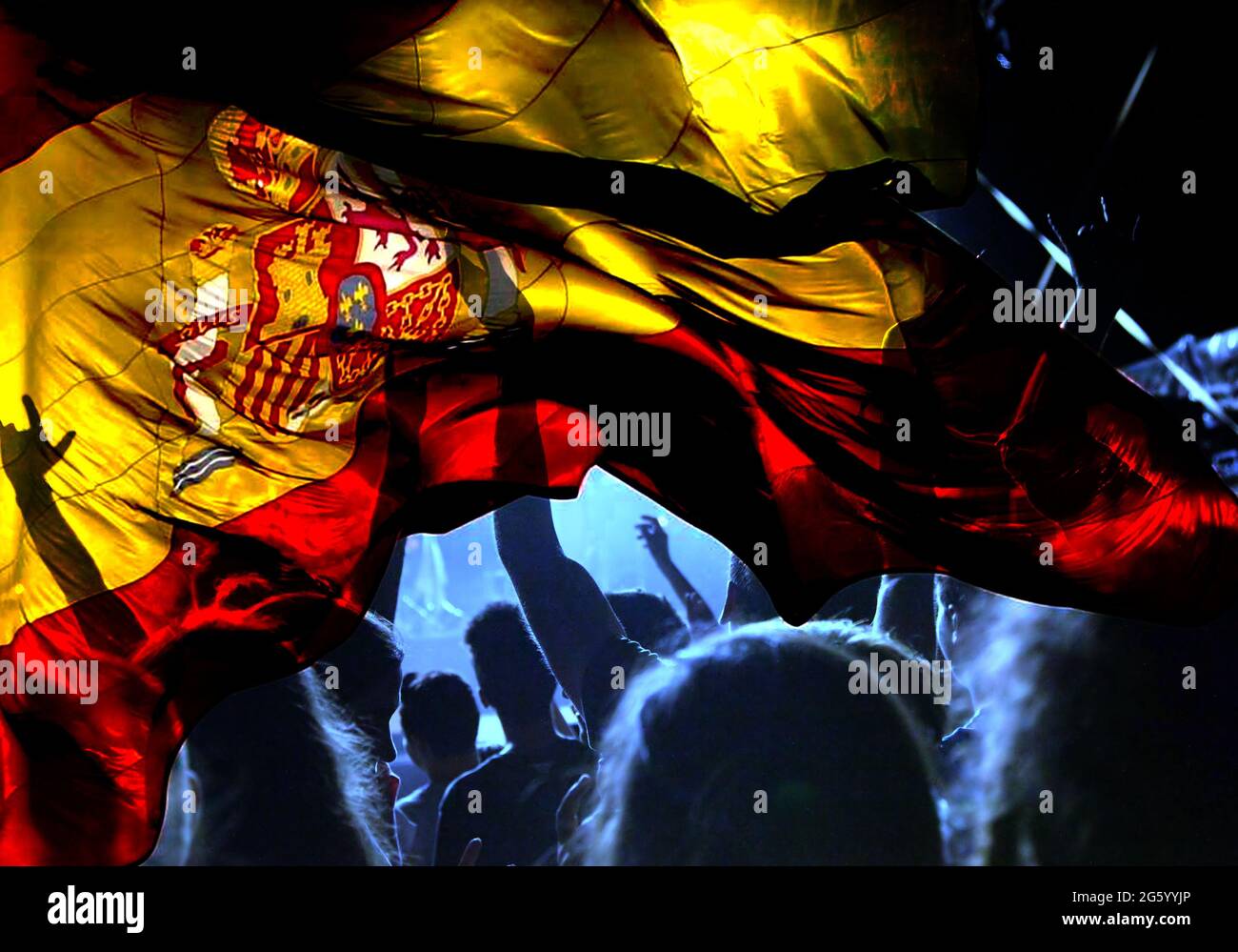 football fans supporting Spain- crowd celebrating in stadium with ...