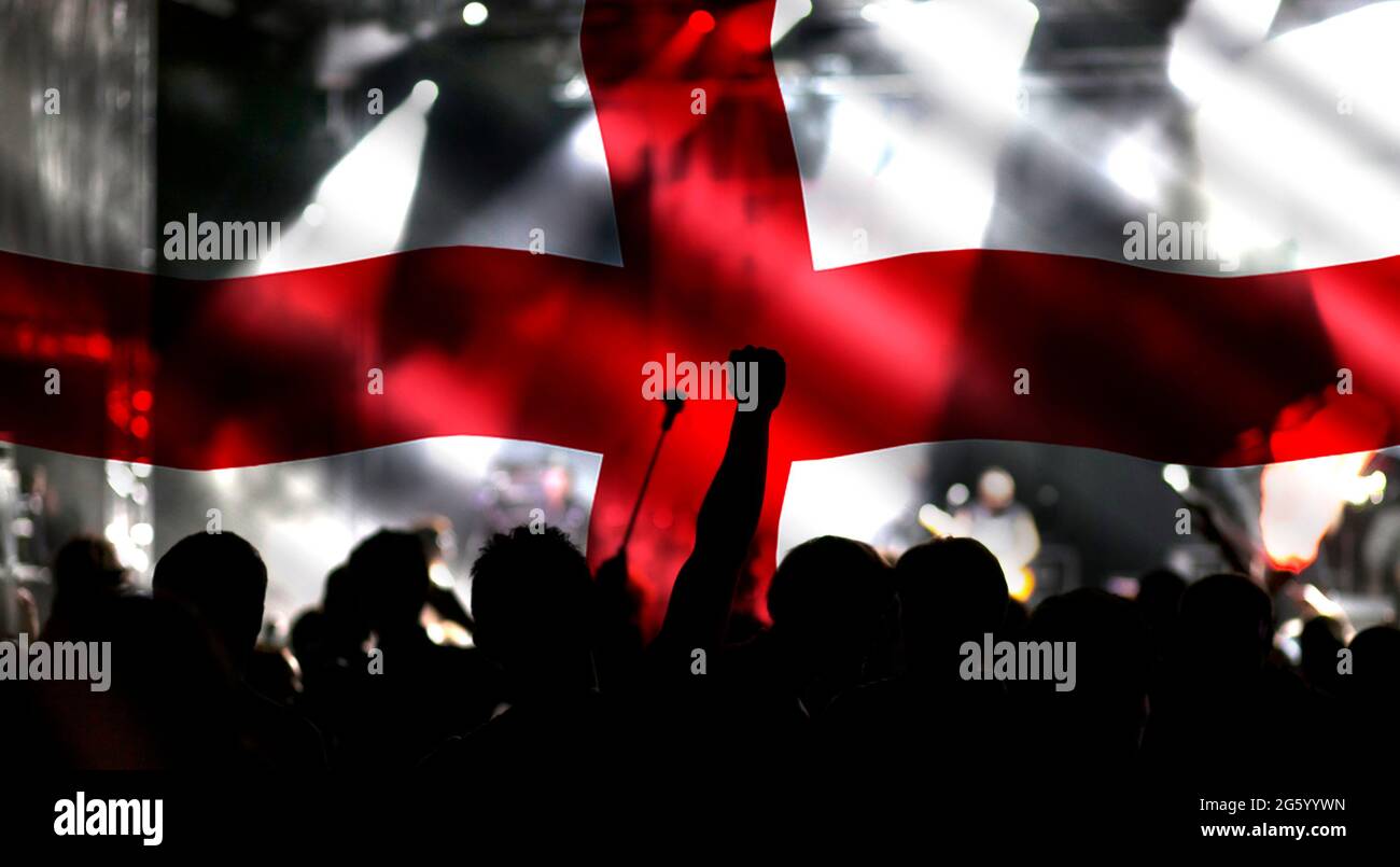football fans supporting England - crowd celebrating in stadium with ...