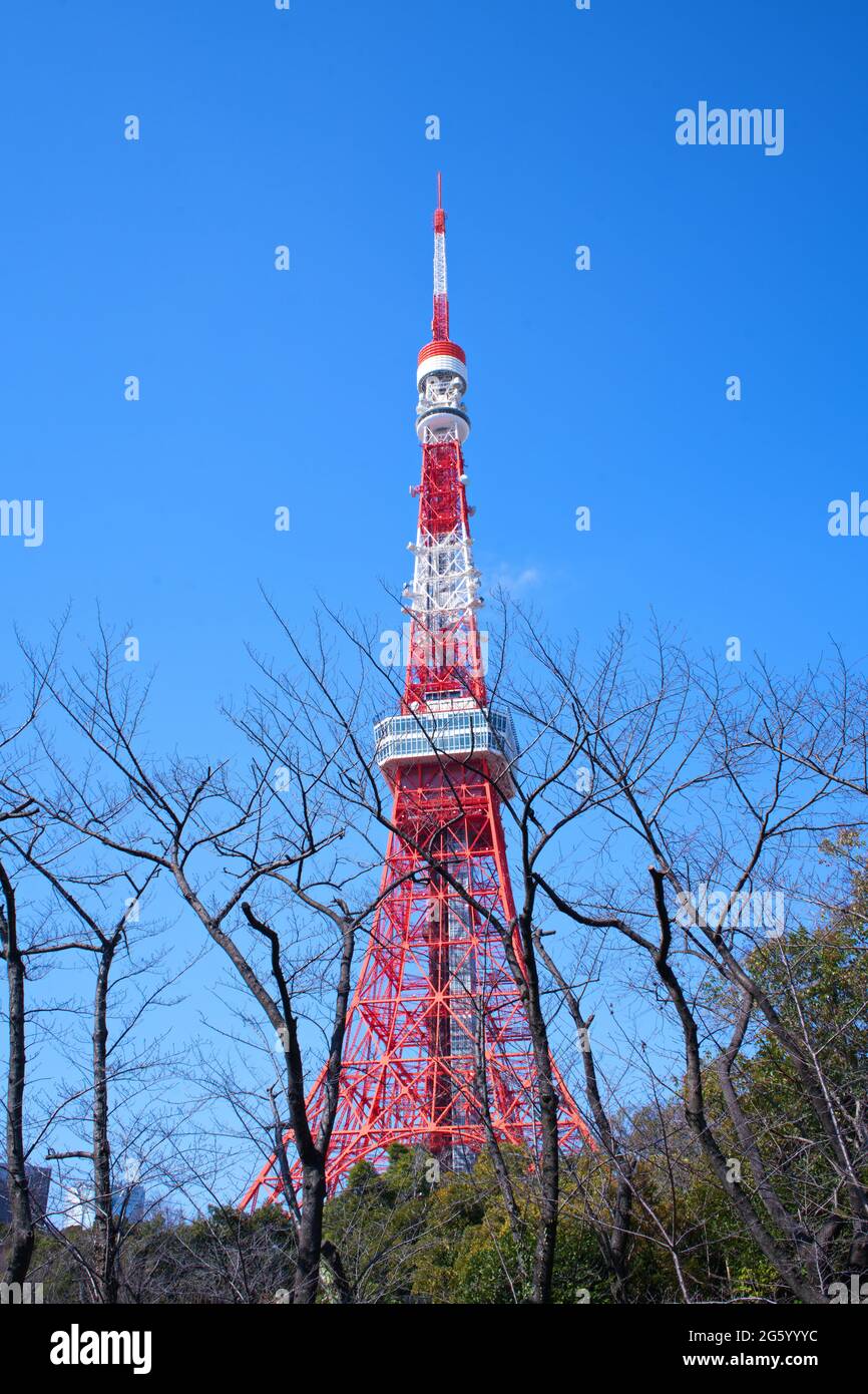 The Tokyo Tower,Red Steel Structure. is a communications and observation tower in the Shiba-koen ...