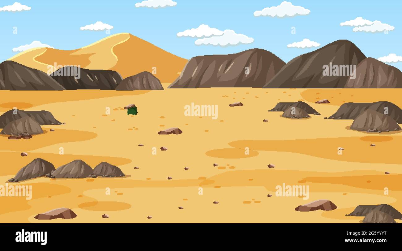 Desert forest landscape at daytime scene illustration Stock Vector ...