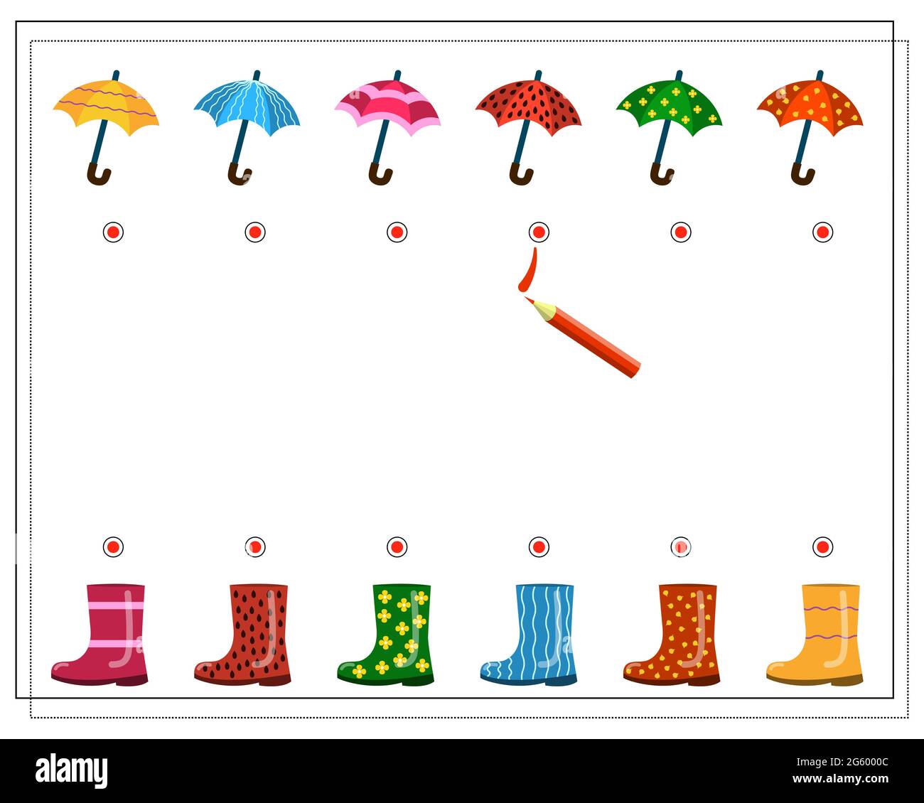 A logical game for children, find a pair for an umbrella and a boot ...