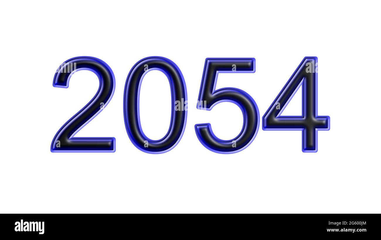 blue 2054 number 3d effect white background Stock Photo - Alamy