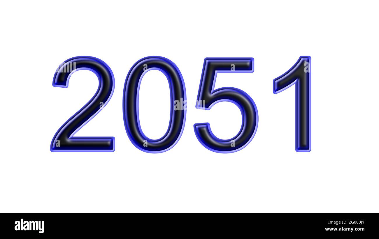 blue 2051 number 3d effect white background Stock Photo - Alamy