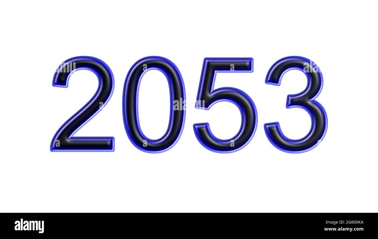 blue 2053 number 3d effect white background Stock Photo - Alamy