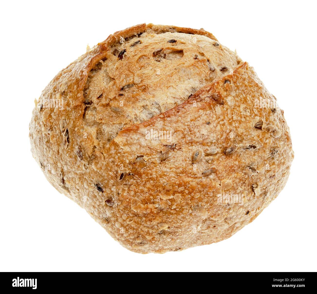 Wheat round bread with sprouted grains and sunflower seeds isolated on ...