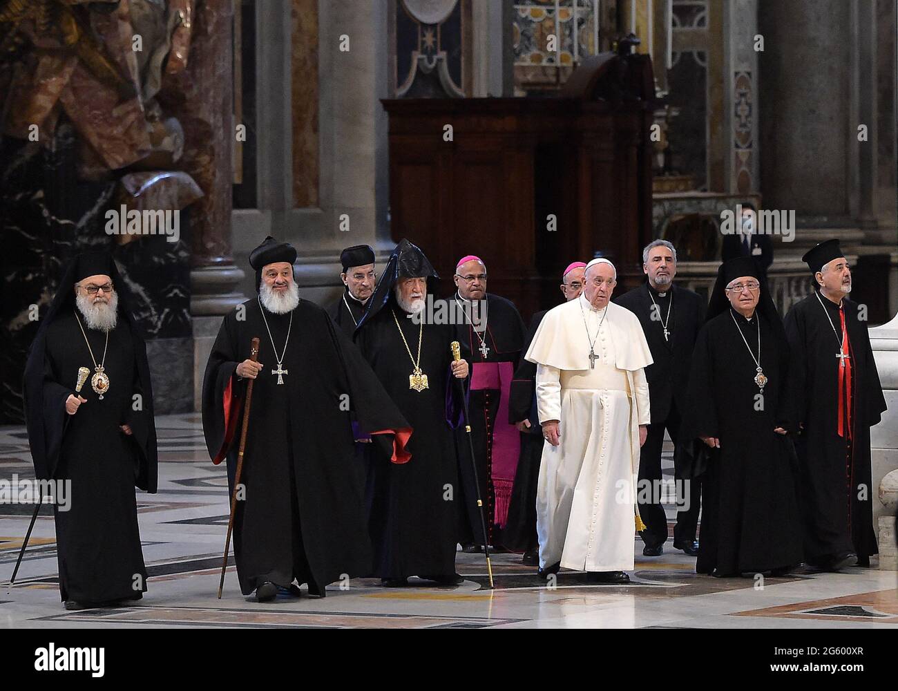 Vatican City, Italy. July 1 2021: Christian leaders of Lebanon gathered ...