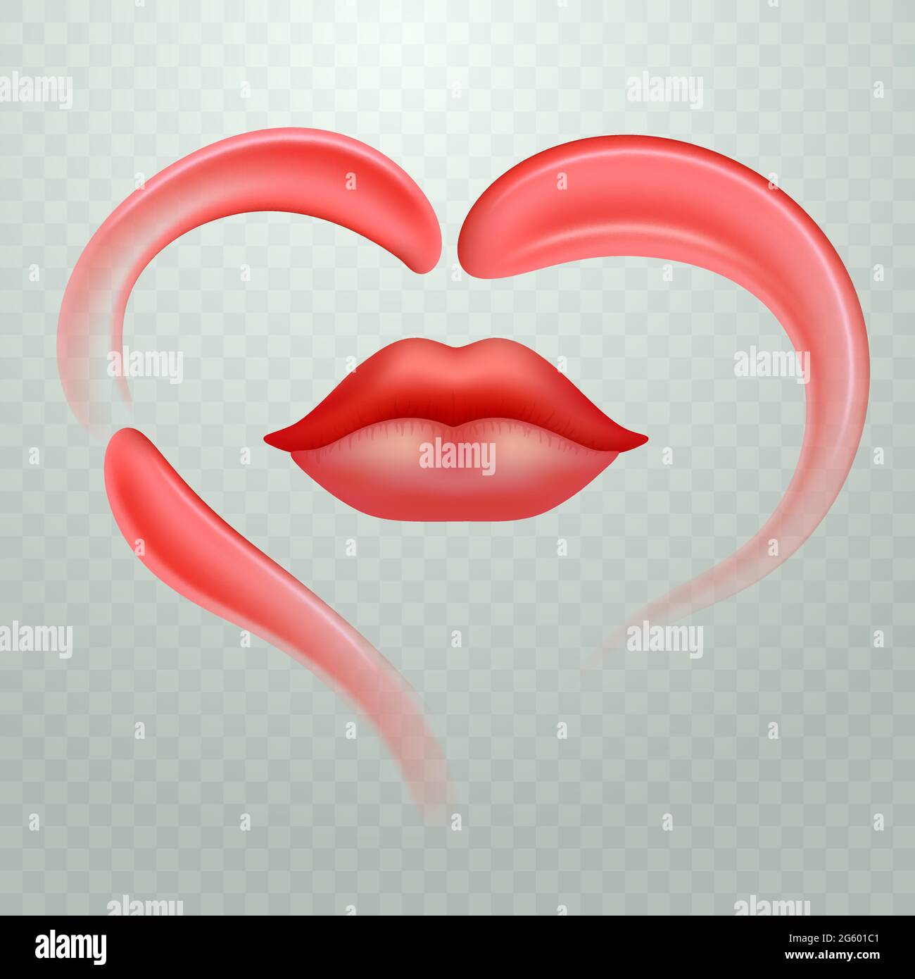 Pink heart of realistic vector cream or lipstick smears. Transparent ...