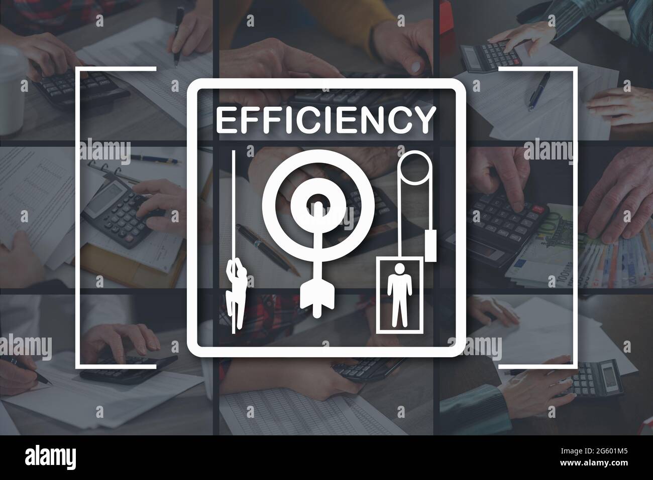 Efficiency concept illustrated by pictures on background Stock Photo ...