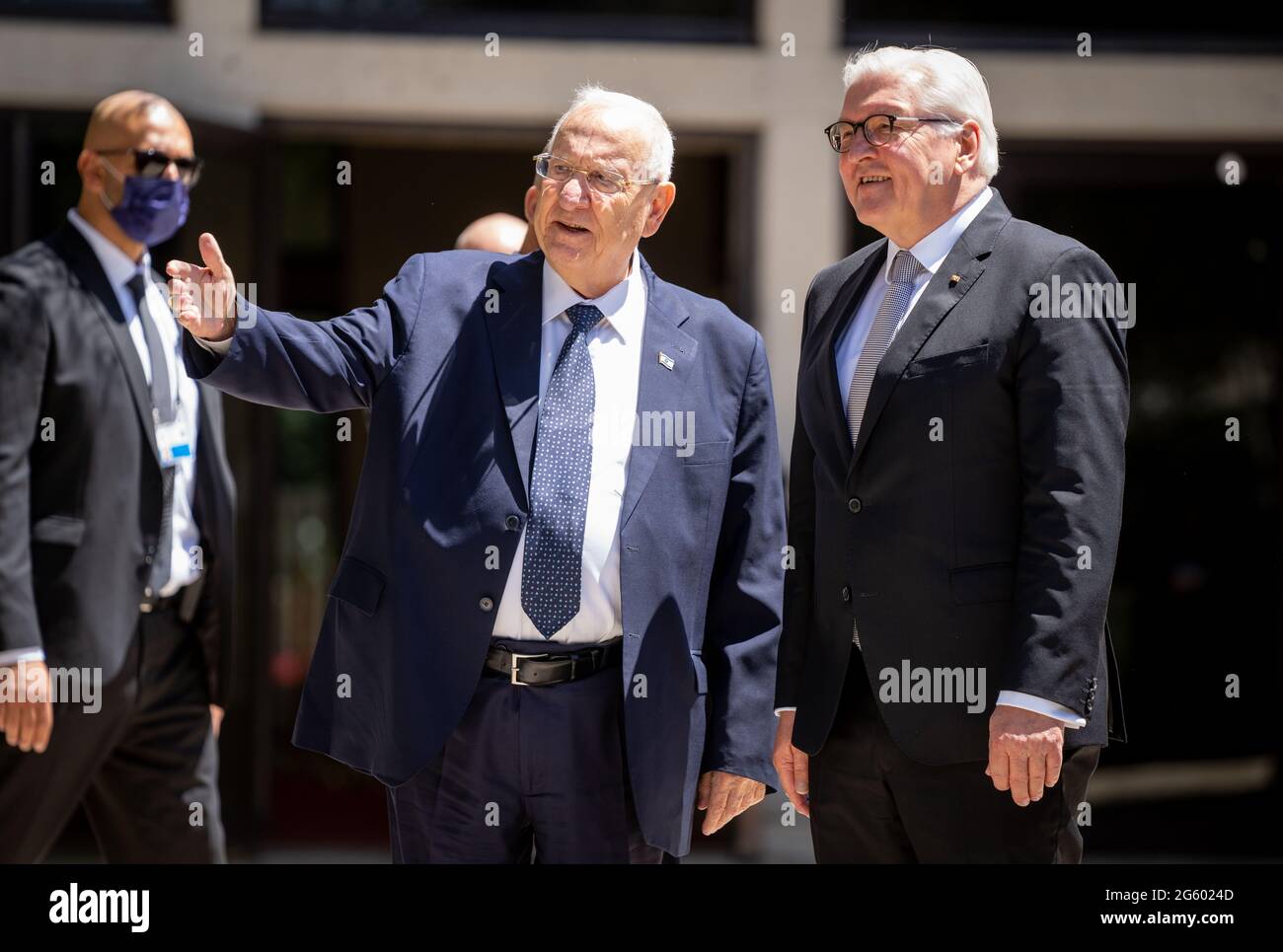 Jerusalem, Israel. 01st July, 2021. German President Frank-Walter Steinmeier (r) and Israeli ...