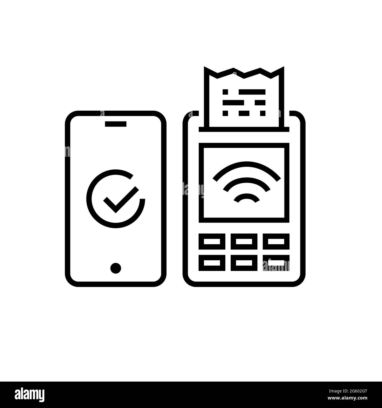 Contactless payment icon. Phone and terminal. Editable stroke. Pixel ...