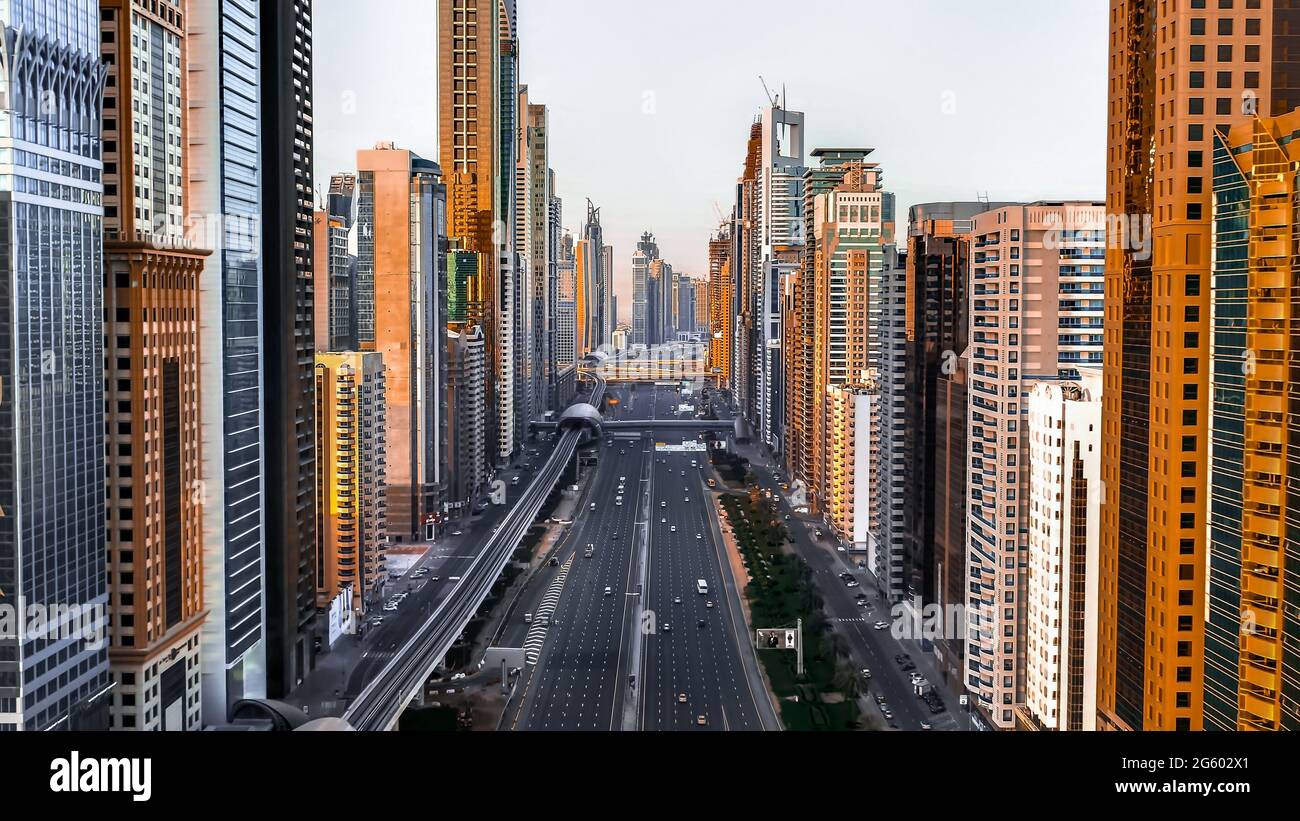 Amazing cityscape, skyline, skyscrapers of Dubai, UAE Stock Photo - Alamy