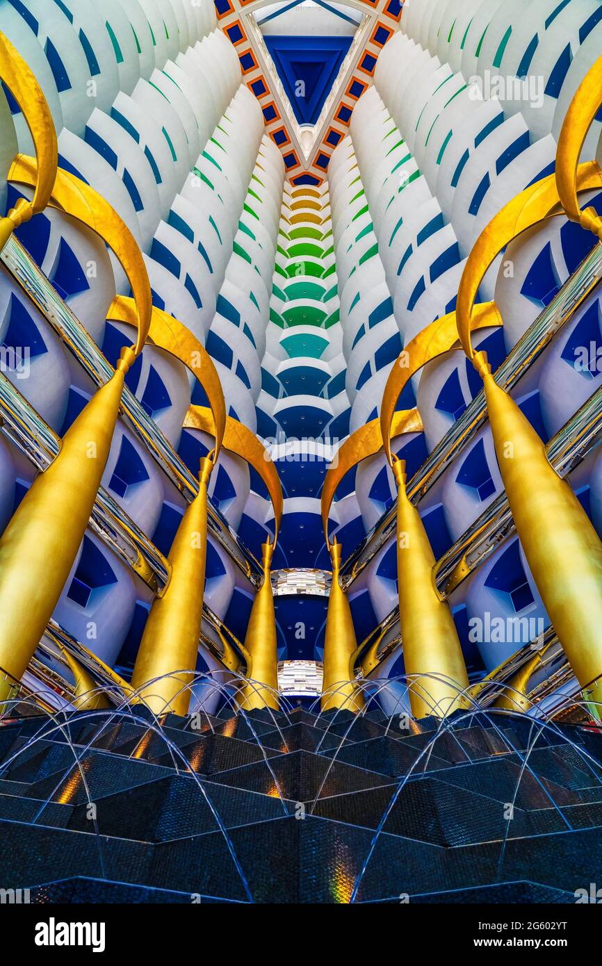 The architecture and design inside Burj al Arab Hotel in Dubai, UAE ...