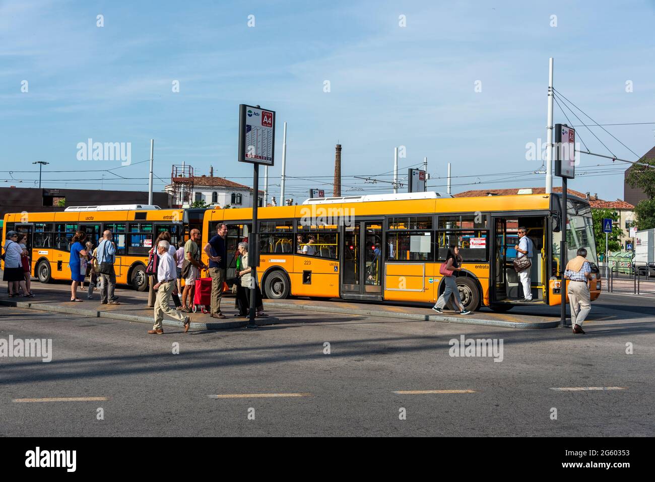 The main Venice bus terminal at Piazzale Roma next to the Canale Grande ...