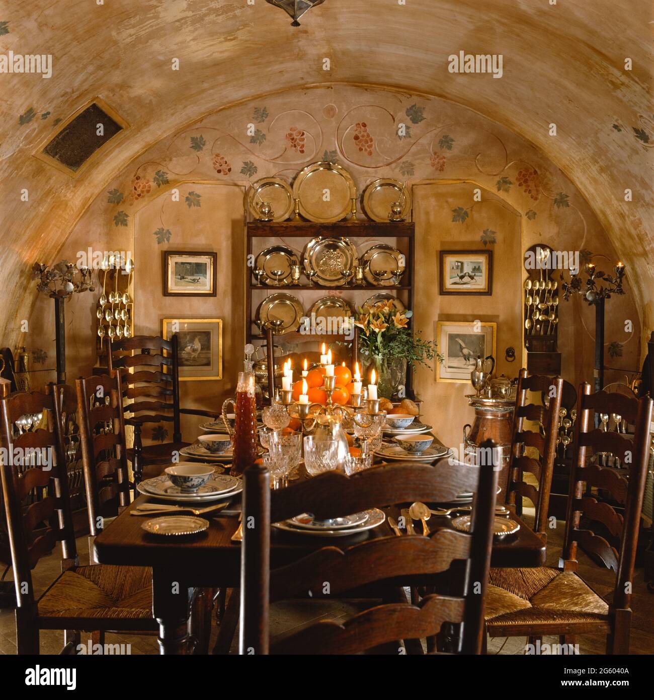 Set dining table in cellar Stock Photo - Alamy