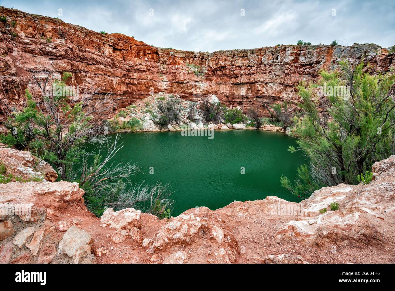 Devil's Inkwell Lake, sinkhole lake aka cenote, limestone reef at ...