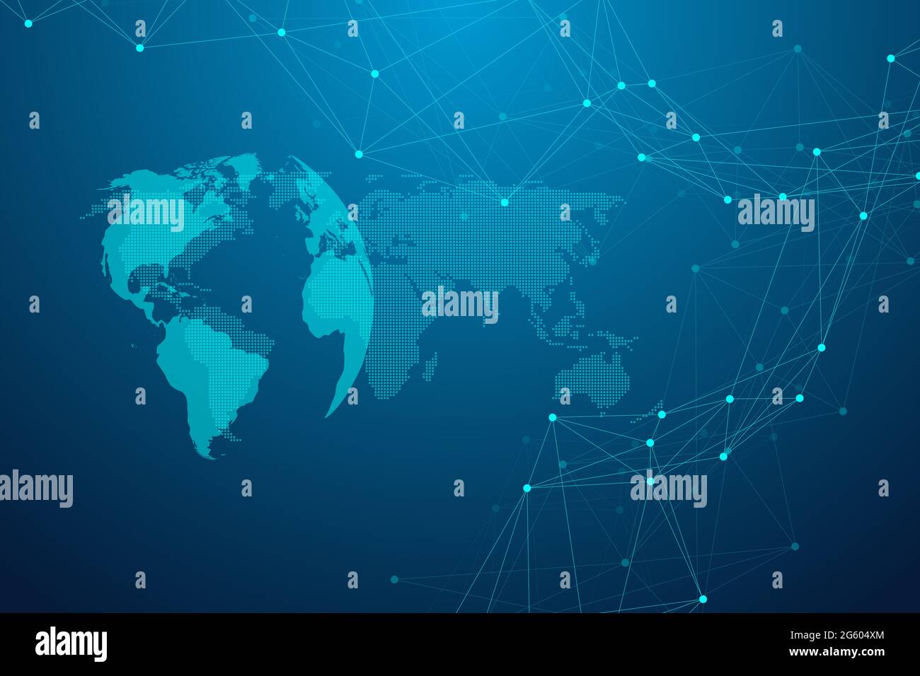 Global network connections with points and lines. Wireframe background ...