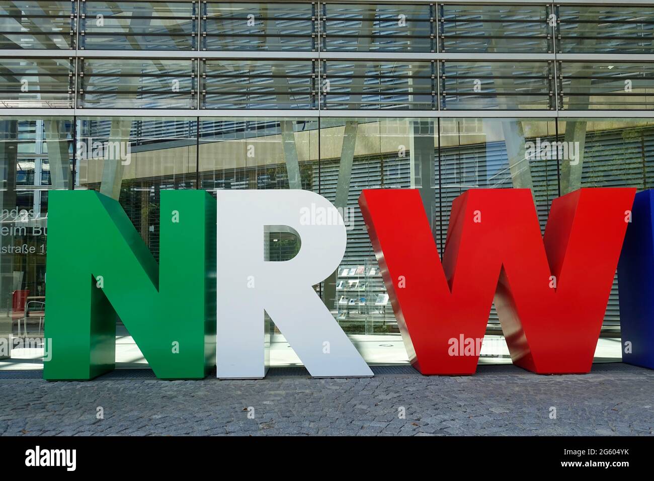 Capital letters in front of the state representation of North Rhine ...
