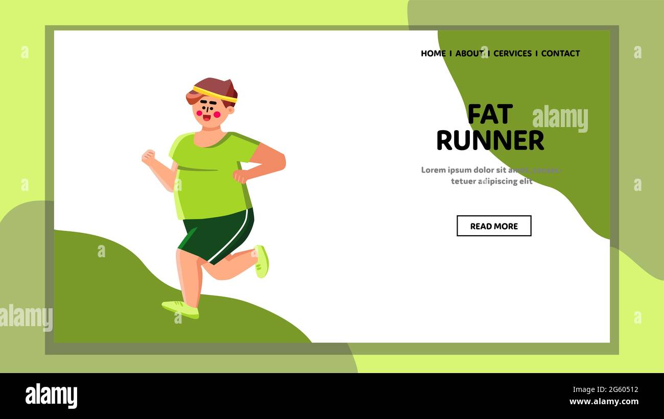 Fat Runner Exercising For Wellness Health Vector Stock Vector Image ...