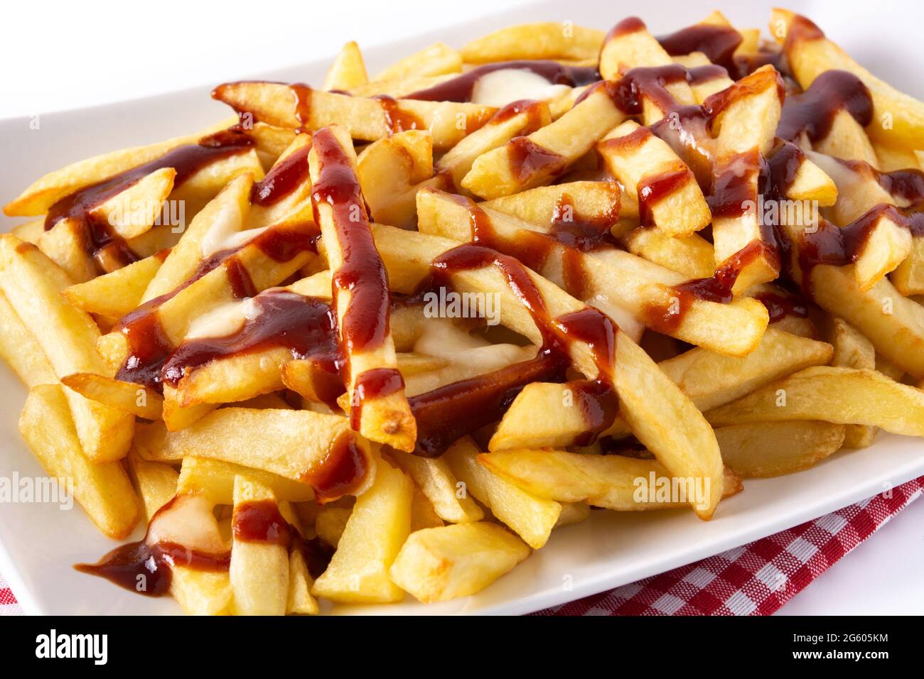 Traditional Canadian Poutine isolated on white background Stock Photo ...