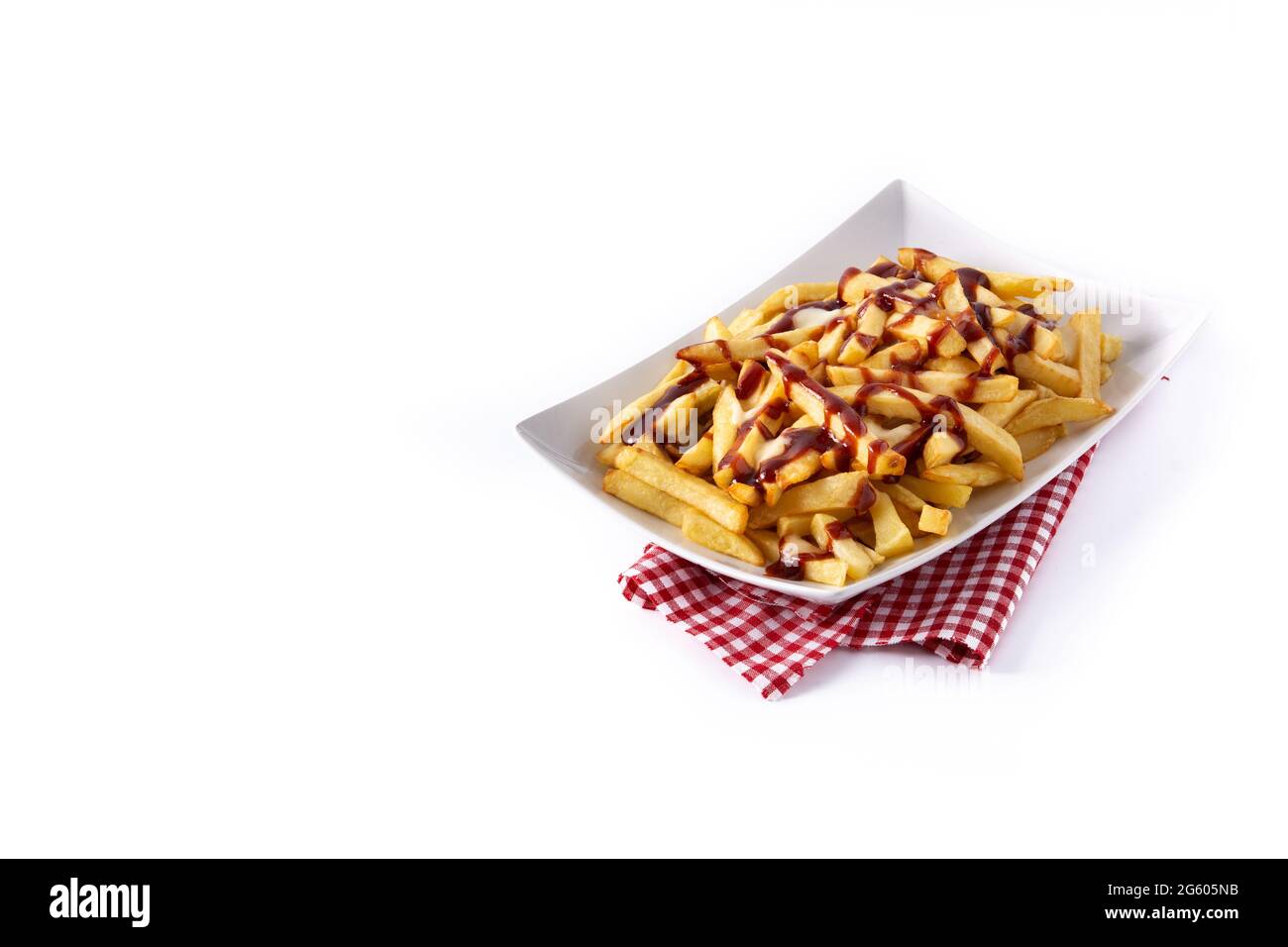 Traditional Canadian Poutine isolated on white background Stock Photo ...