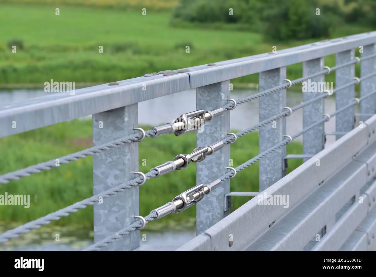 Rope barrier on the bridge and turnbuckle for adjustment. Summer Stock ...