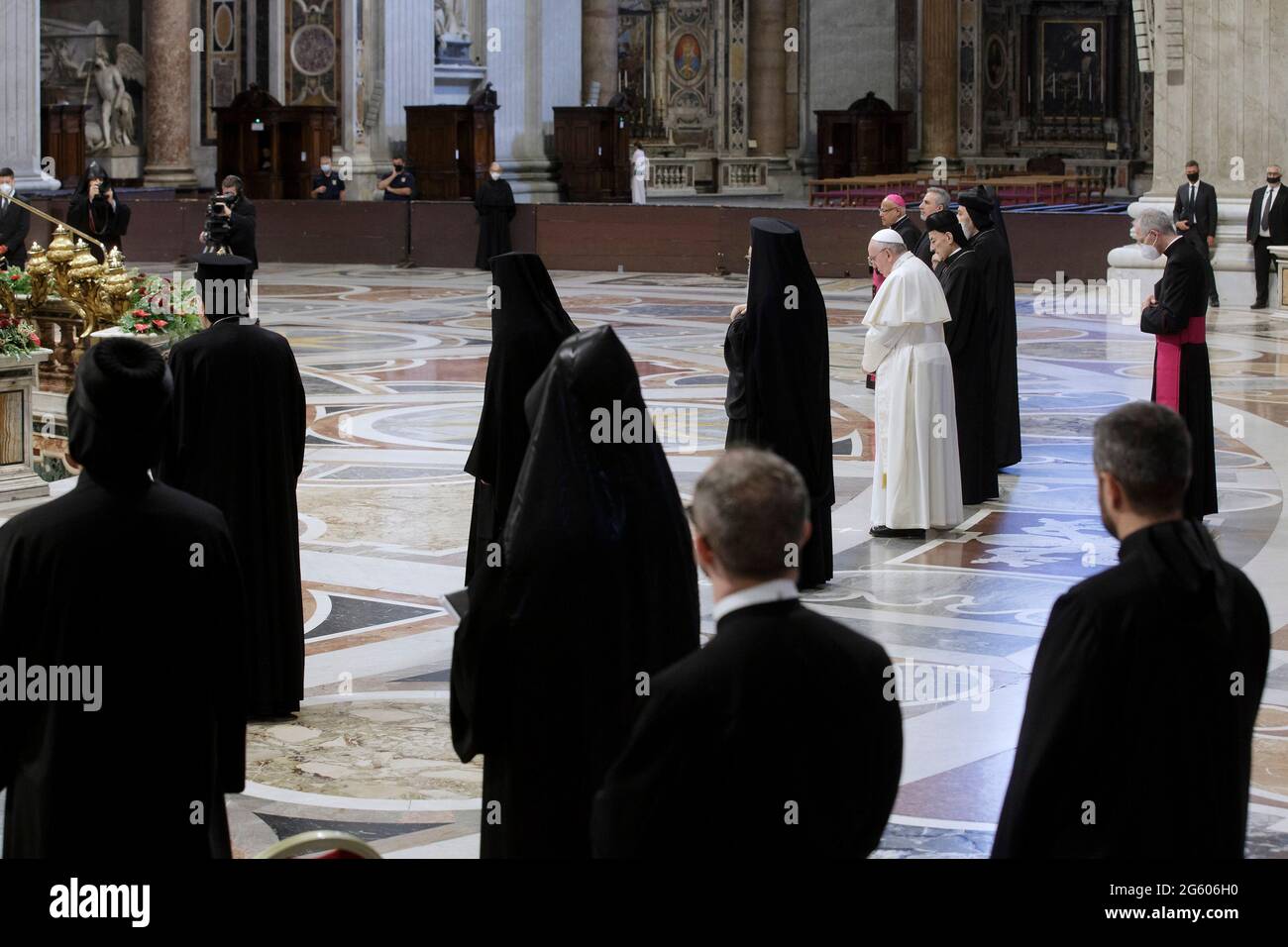 Vatican City State, Italy. 01st July, 2021. Pope Francis prays with ...