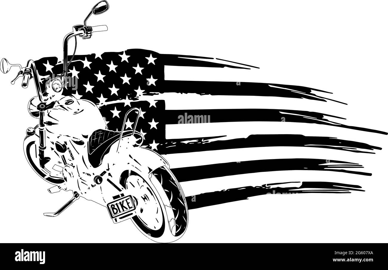 chopper motorcycle with american flag vector illustration Stock Vector ...