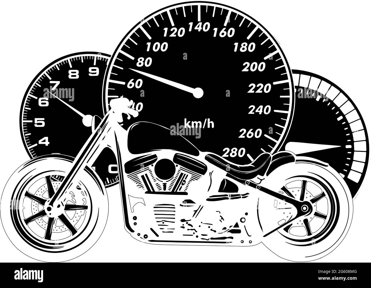 custom Motorcycle with speedometer vector illustration design Stock ...