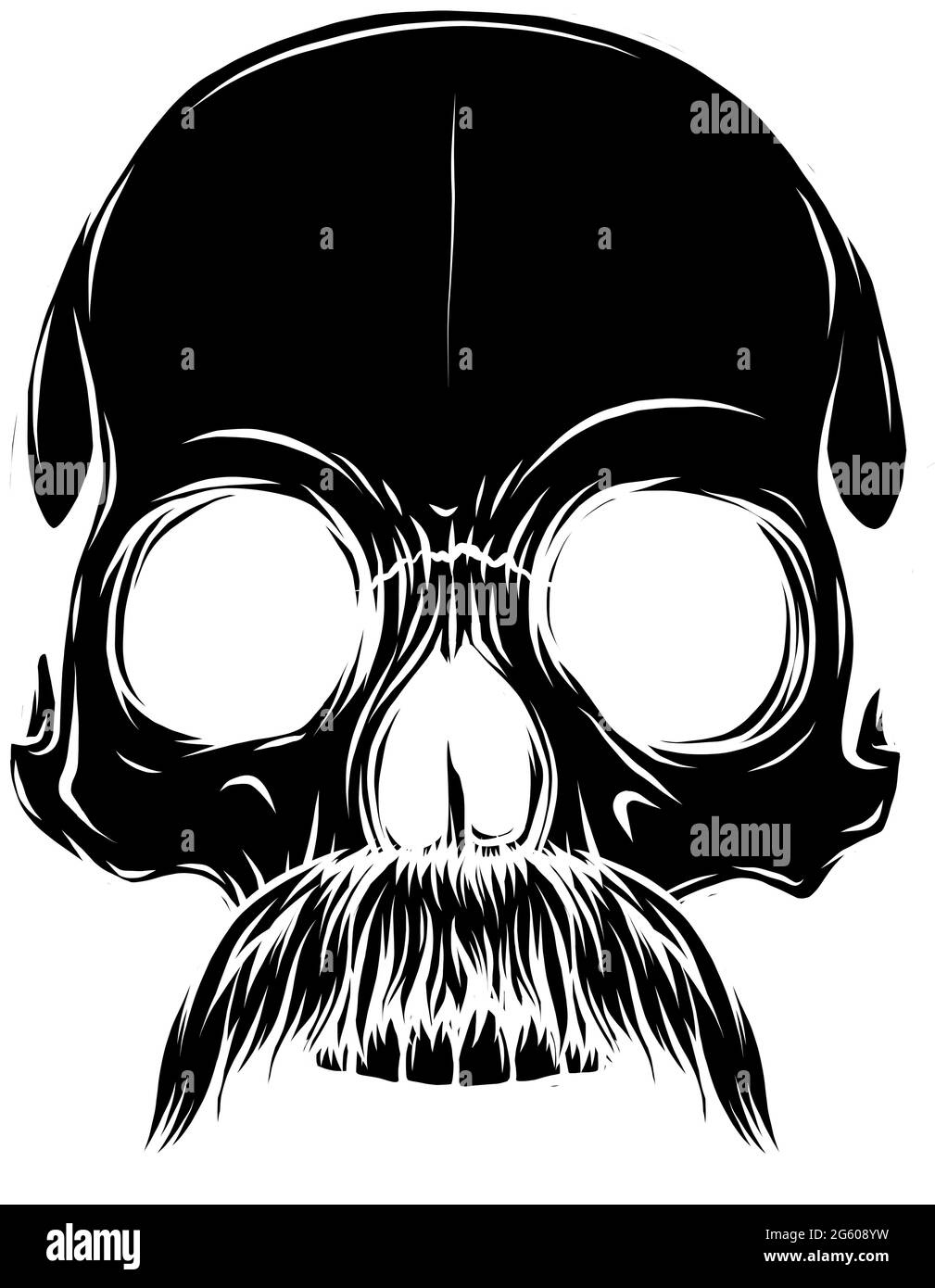 vector illustration of Human skull with moustache Stock Vector Image ...