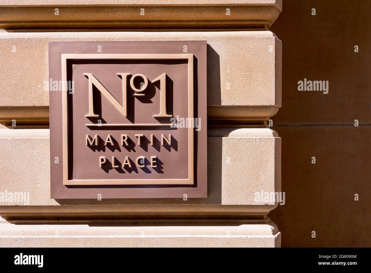 The steel name plate for the office tower, No.1 Martin Place in the ...
