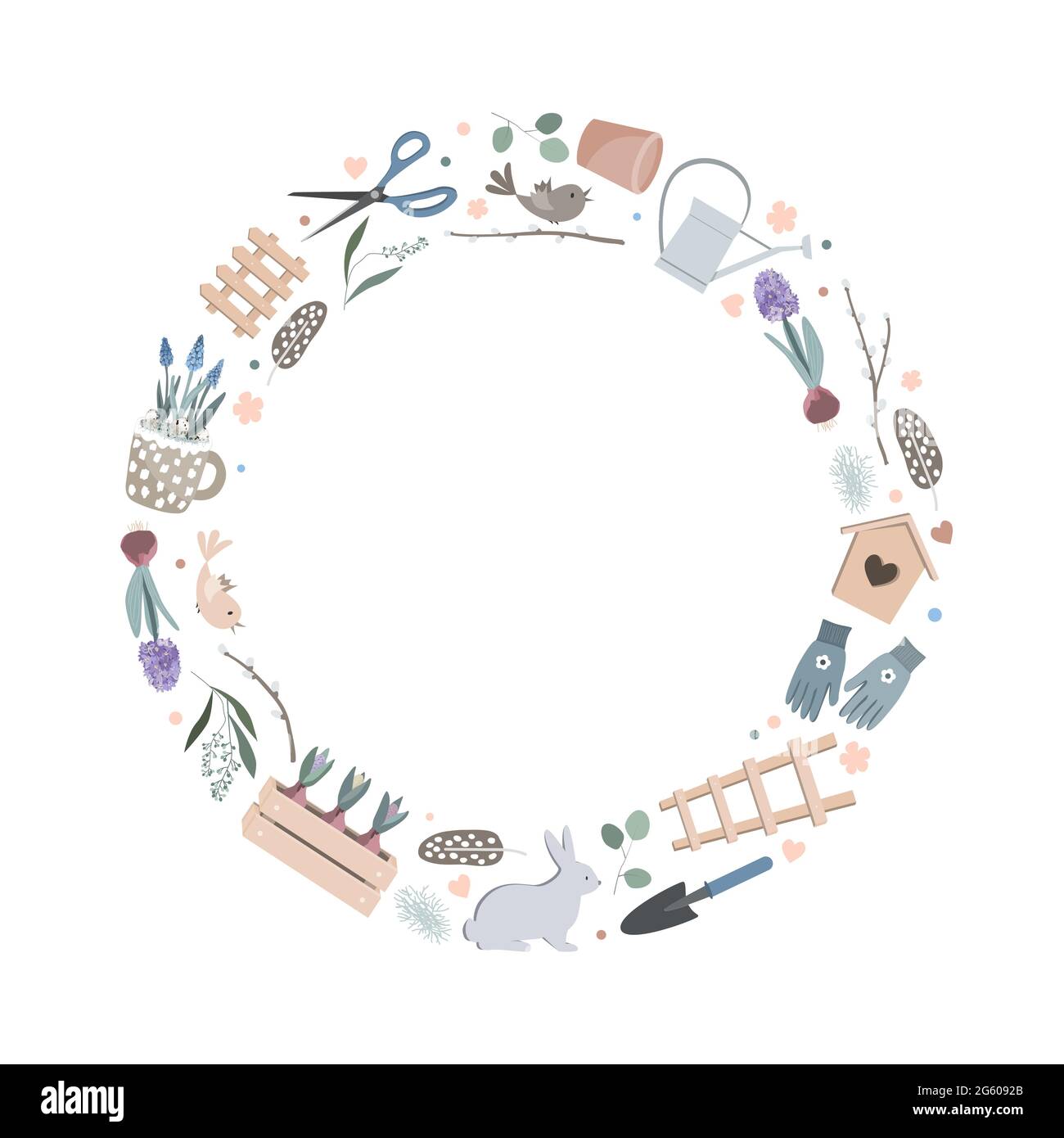 Traditional house spring garden Cut Out Stock Images & Pictures - Alamy