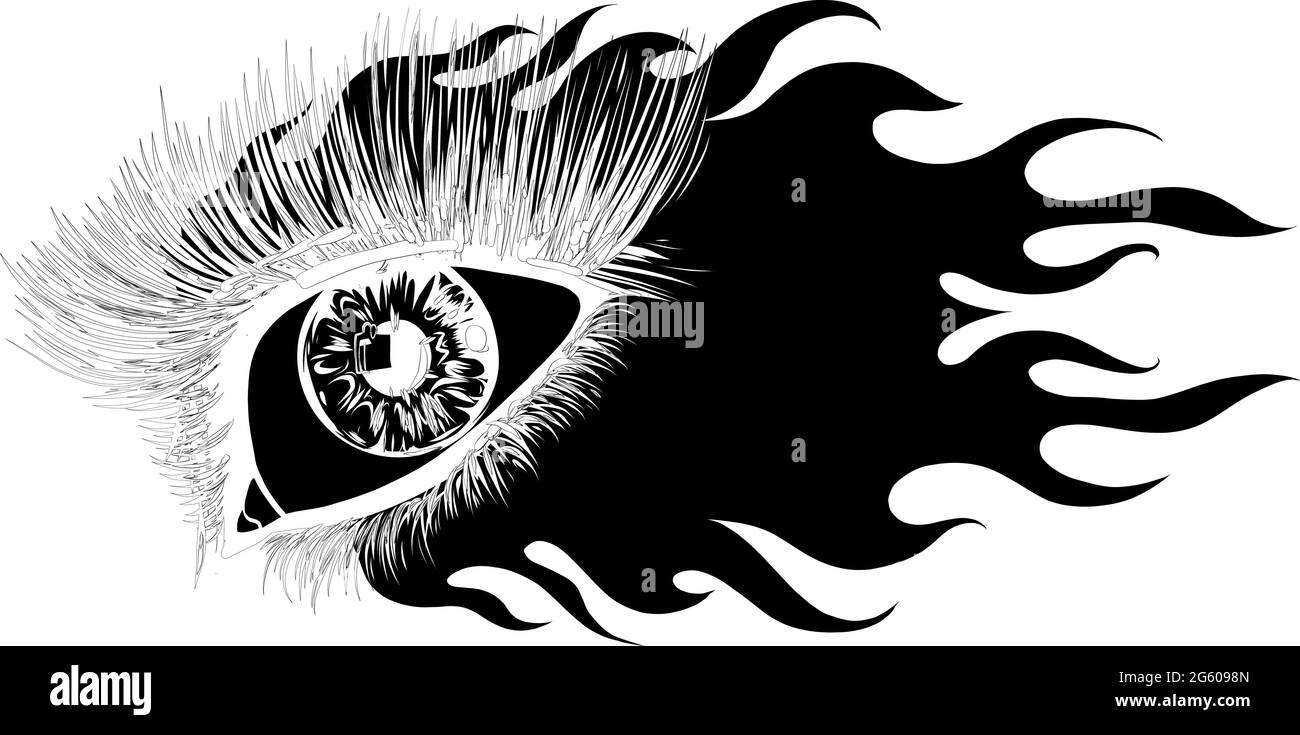 woman eye with fire and flames vector illustration Stock Vector Image ...