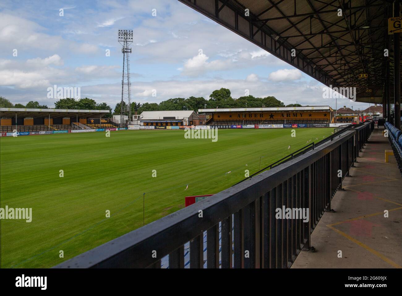 Traditional English lower league football stadium Stock Photo - Alamy