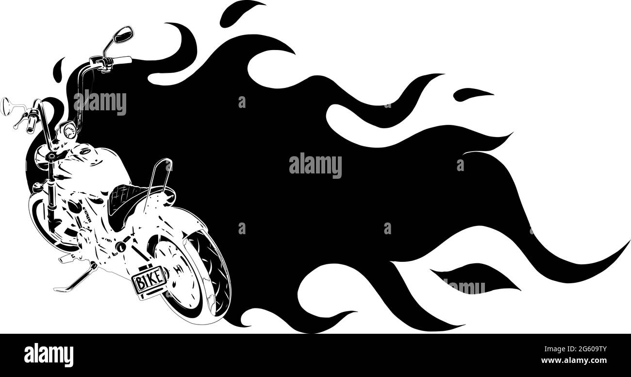 custom motorcycle with flames vector illustration design Stock Vector ...