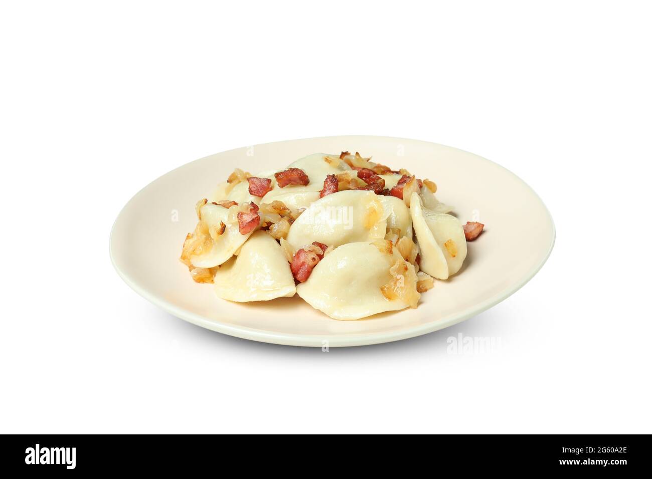 Plate of vareniki or pierogi isolated on white background Stock Photo ...