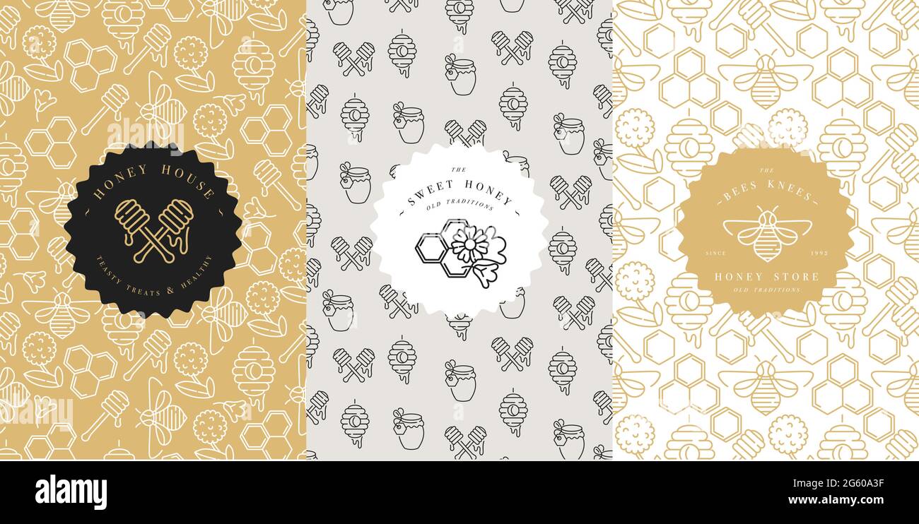 Vector logo, packaging design templates in trendy linear style ...